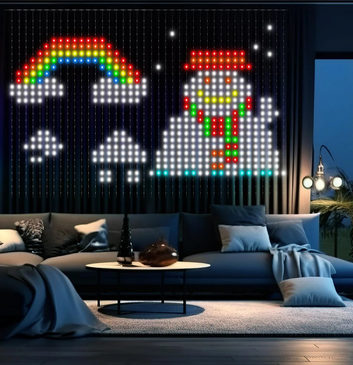 Smart LED Curtain String Christmas Lights - Programmable Fairy Lights ...