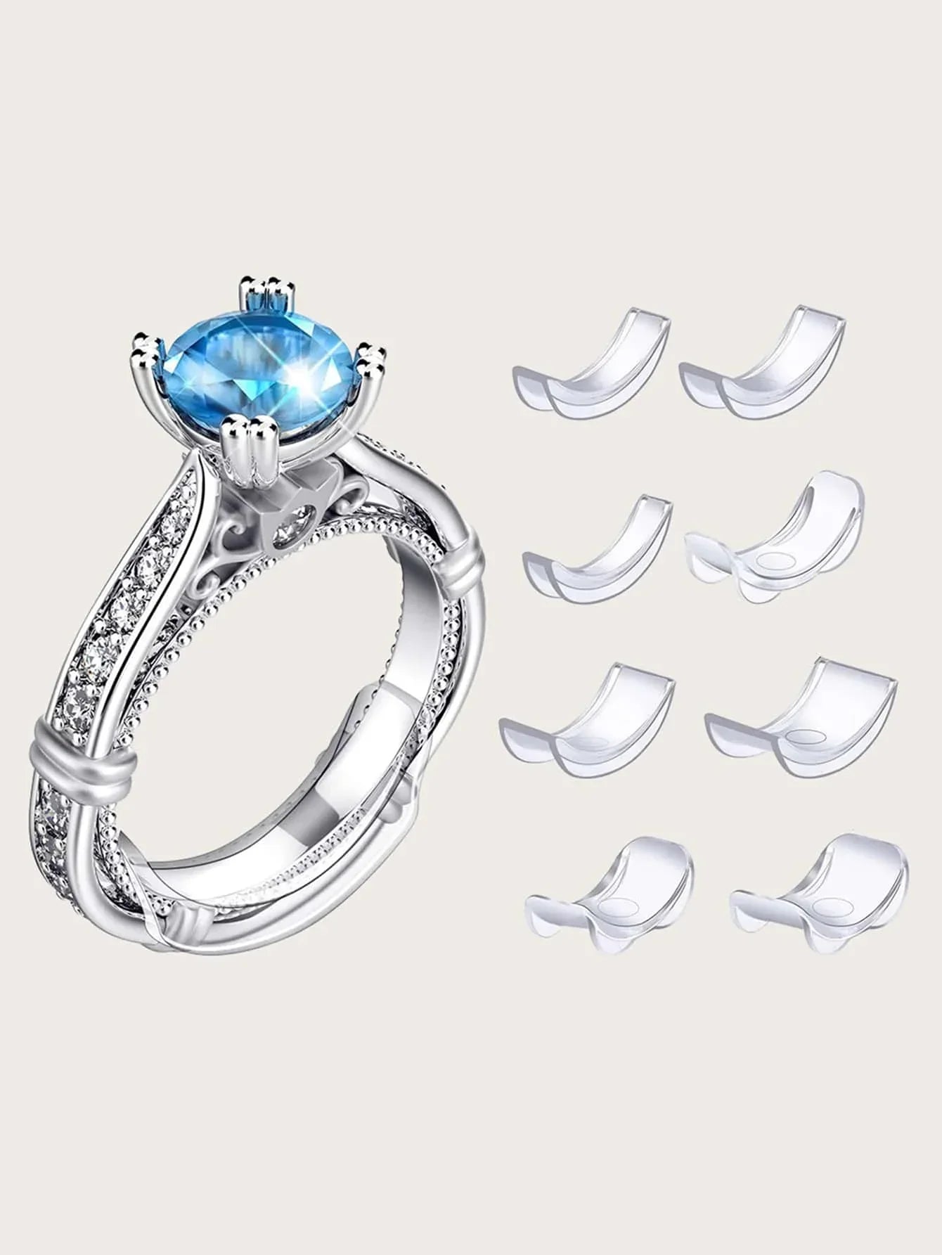 Ring Size Adjuster Clear Invisible Inserts, Adhesive Ring Reducer Set ...