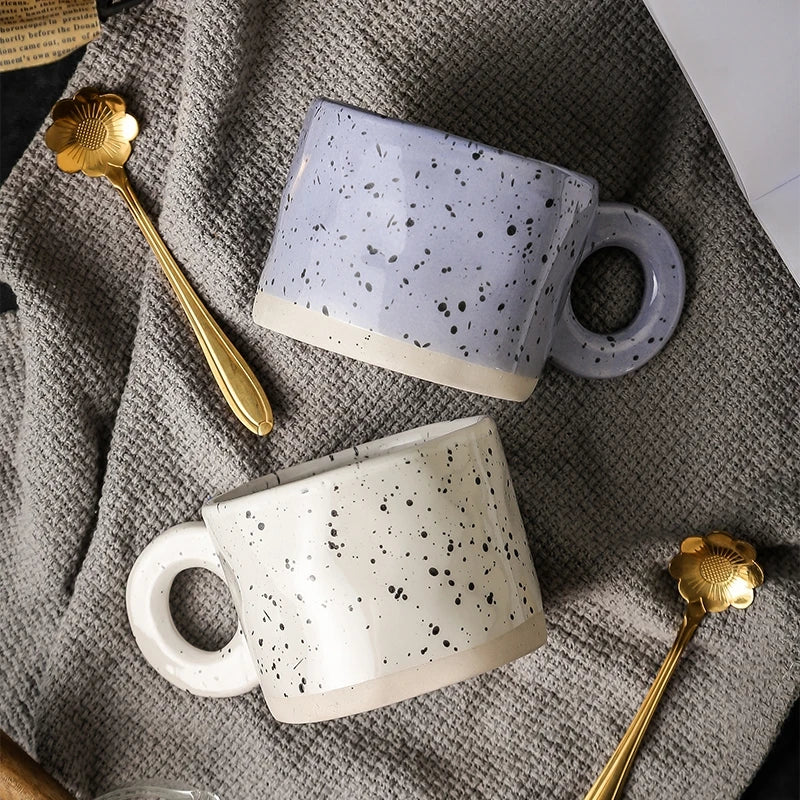 Ceramic Mug 300ml Porcelain Ring Handle Speckled Handmade Modern Coffe ...